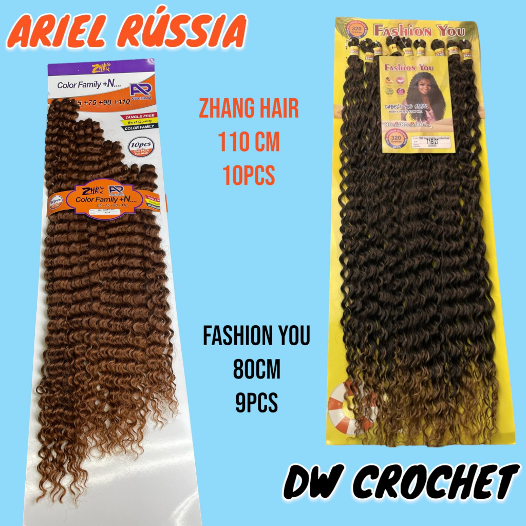ARIEL RUSSIA 110cm ZHANG HAIR - DW CROCHET 80cm FASHION YOU - Cabelo Cacheado CROCHET BRAIDS Bio ...