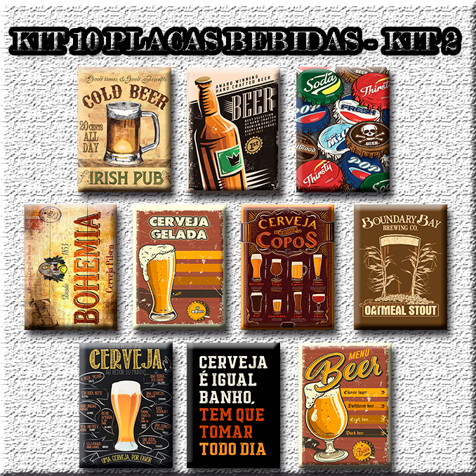 KIT 10 Placas Decoração,Quadros Bebidas Rótulos Antigos Bebidas Imagens ...
