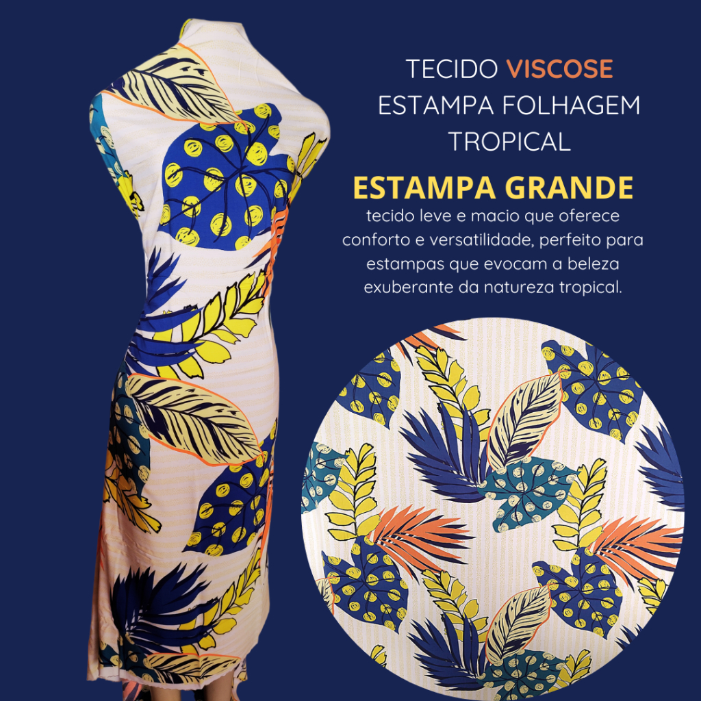 Tecido Viscose - Estampa Farm - Beleza e Conforto em suas peças 1x1.5mt ...