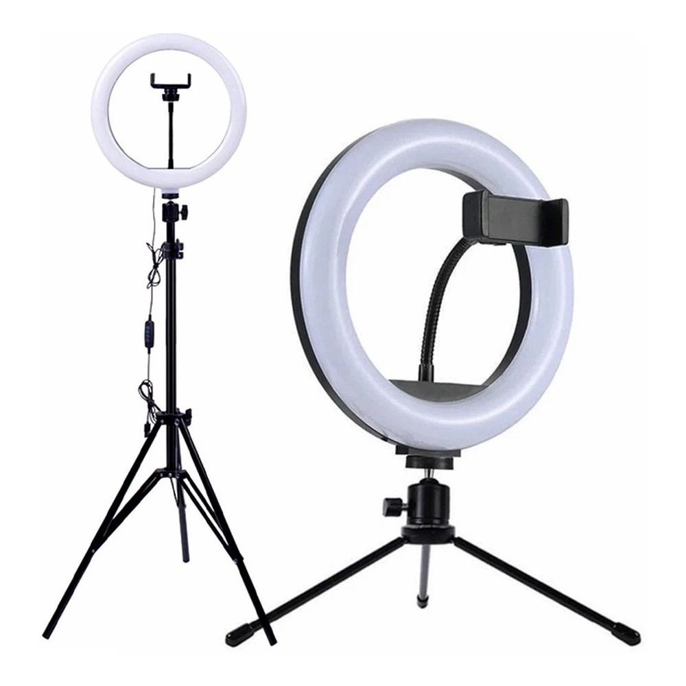 Kit Ring Light Grande 12 Polegadas com Tripe 2,10mt + Ring Light 8 Polegadas Pequeno de Mesa ...