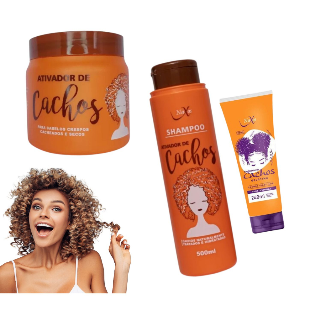 Kit Ativador De Cachos Naxos ou Kit Afro Cachos Completo. | Shopee Brasil
