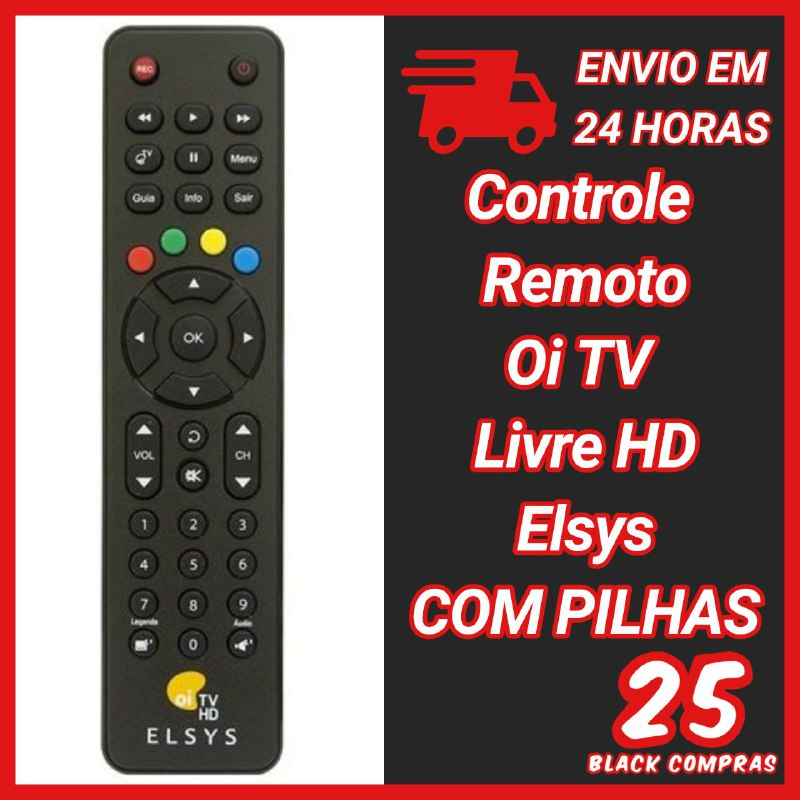 7014 Controle Remoto Oi Tv Livre Hd Elsys (COM PILHAS) | Shopee Brasil