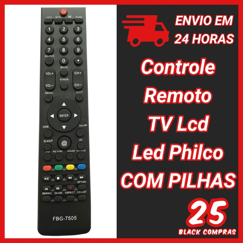 7505 Controle Remoto Tv Lcd Led Philco (COM PILHAS) | Shopee Brasil