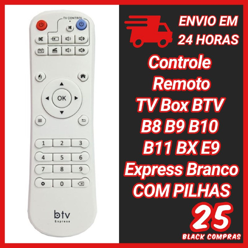 9035 Controle Remoto Btv Express B8 - B9 - B10 - B11 - BX - E9 (COM PILHAS) | Shopee Brasil