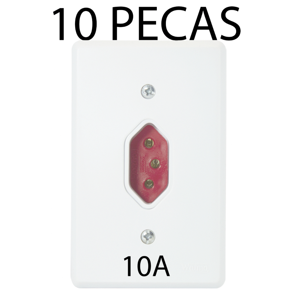10 Tomadas kit 10A 20A SIMPLES BRANCA TOC COMPLETA COM PLACA E PARAFUSO ...