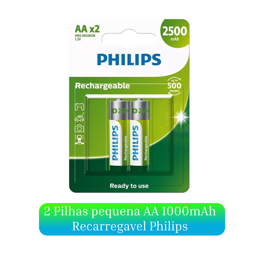 Pilha Philips Aa Recarregável Pilhas 3A Pequena para Controle Xbox e ...