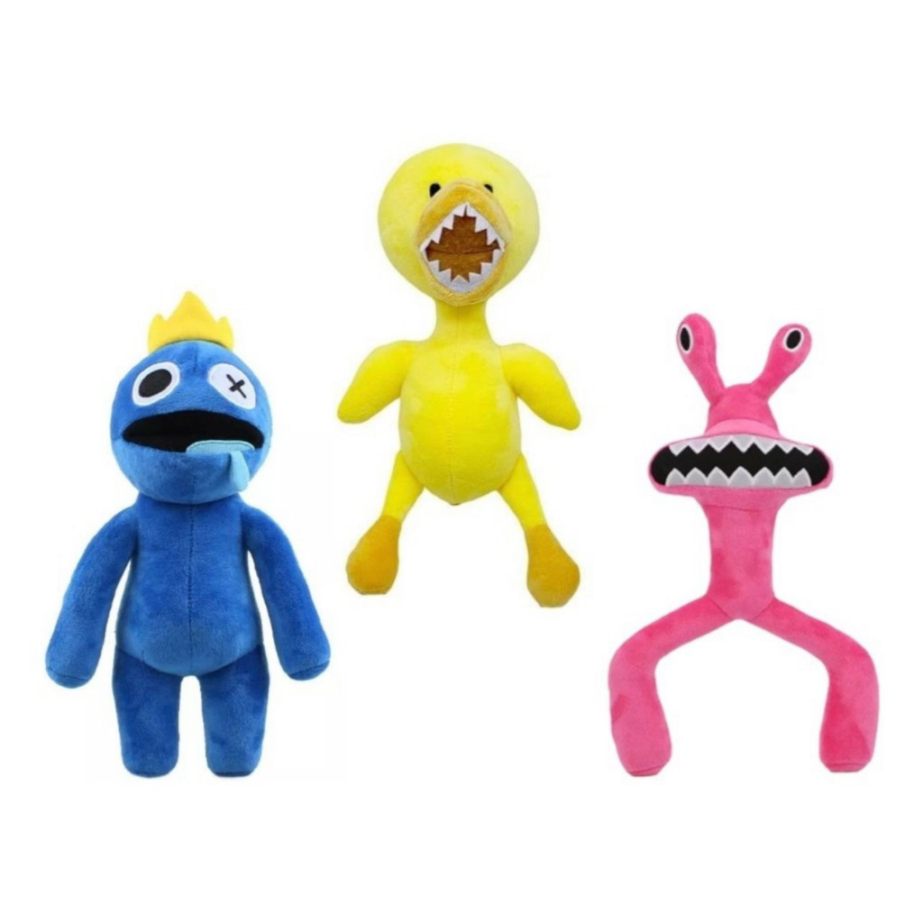 KIT COM 3 BONECOS DE PELÚCIA JOGO ROBLOX: PATO DUCK+ AZUL BABÃO+PINK ...