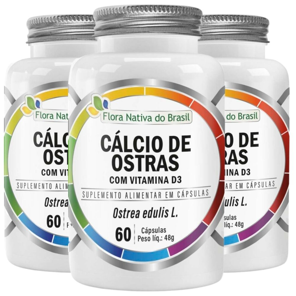 KIT 3X Cálcio de Ostras 60 cápsulas - Flora Nativa | Shopee Brasil