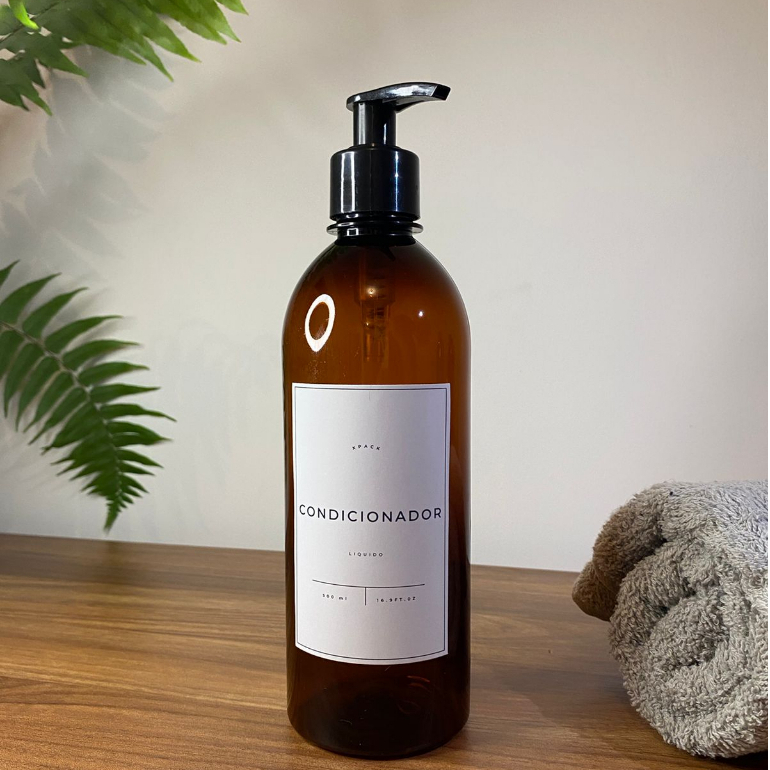 Kit 2 Frascos Âmbar - Shampoo E Condicionador 500Ml Pet Cilíndrico ...