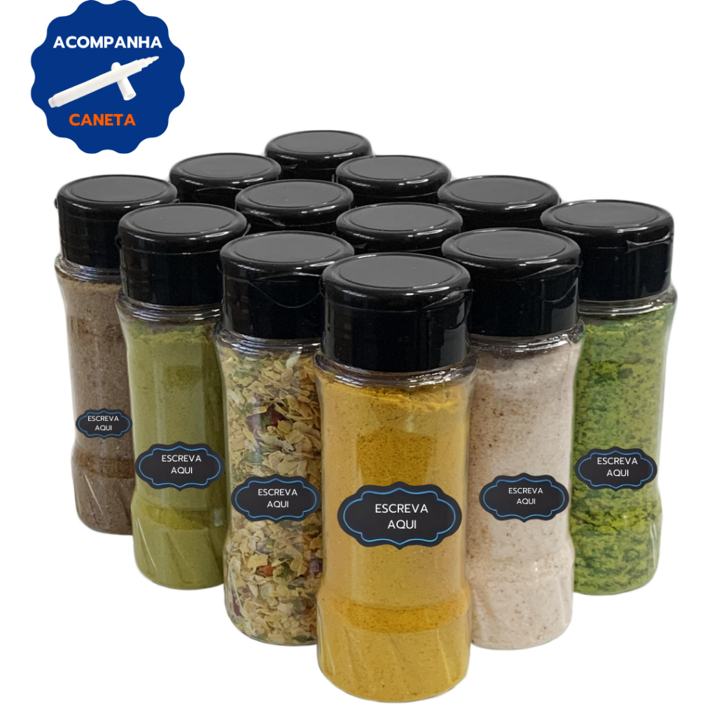 12 Potes para Temperos Condimentos com Etiquetas e Caneta Potes ...