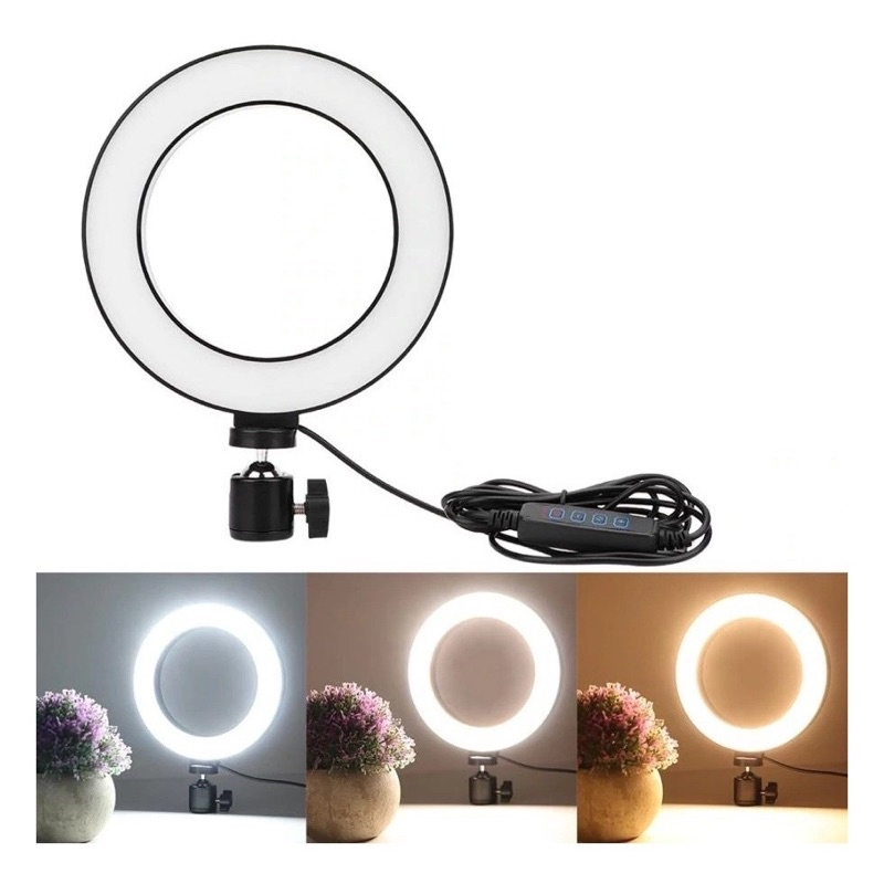 Ring Light de Mesa Blogueira Portátil Luminária De Led 6 Polegadas + Tripé De 16 Cm Right ...
