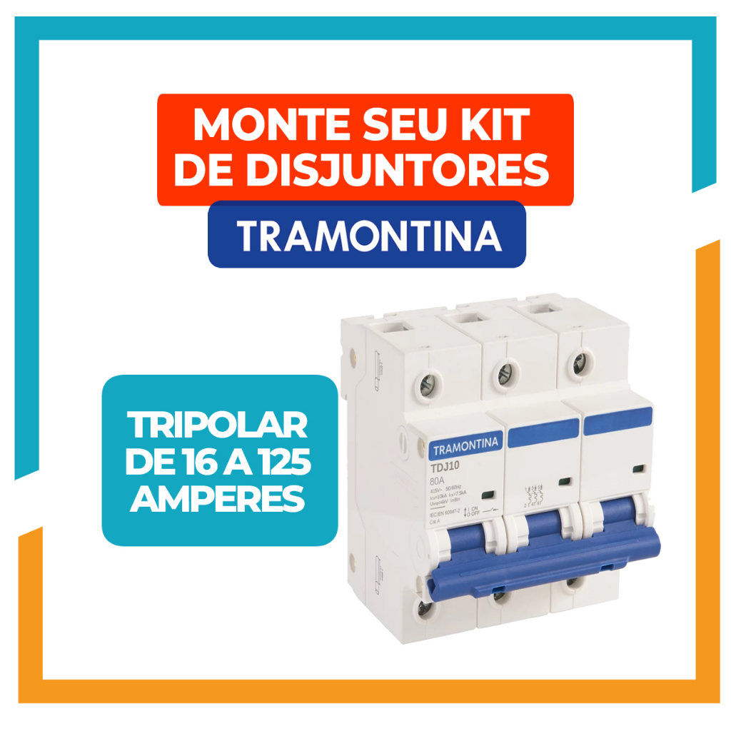 Disjuntor Din Tripolar Trifasio de 10 Amperes a 100 Amperes TR3KA 3P Curva C Tramontina | Shopee ...