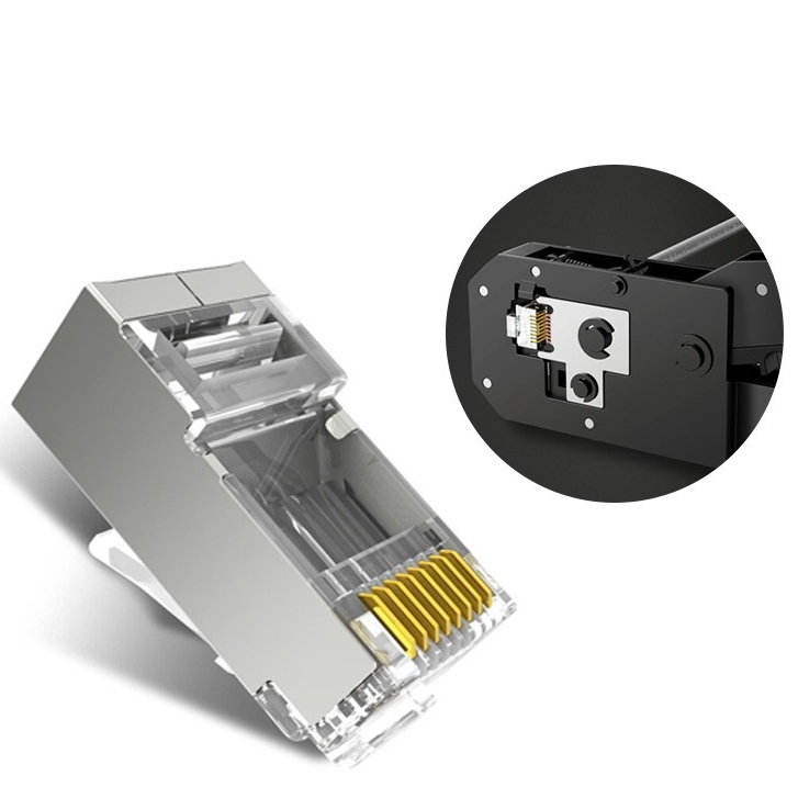 Conector RJ45 CAT6 Blindado Rede Internet Telecom kit 10 / 20 / 30 / 50 ...
