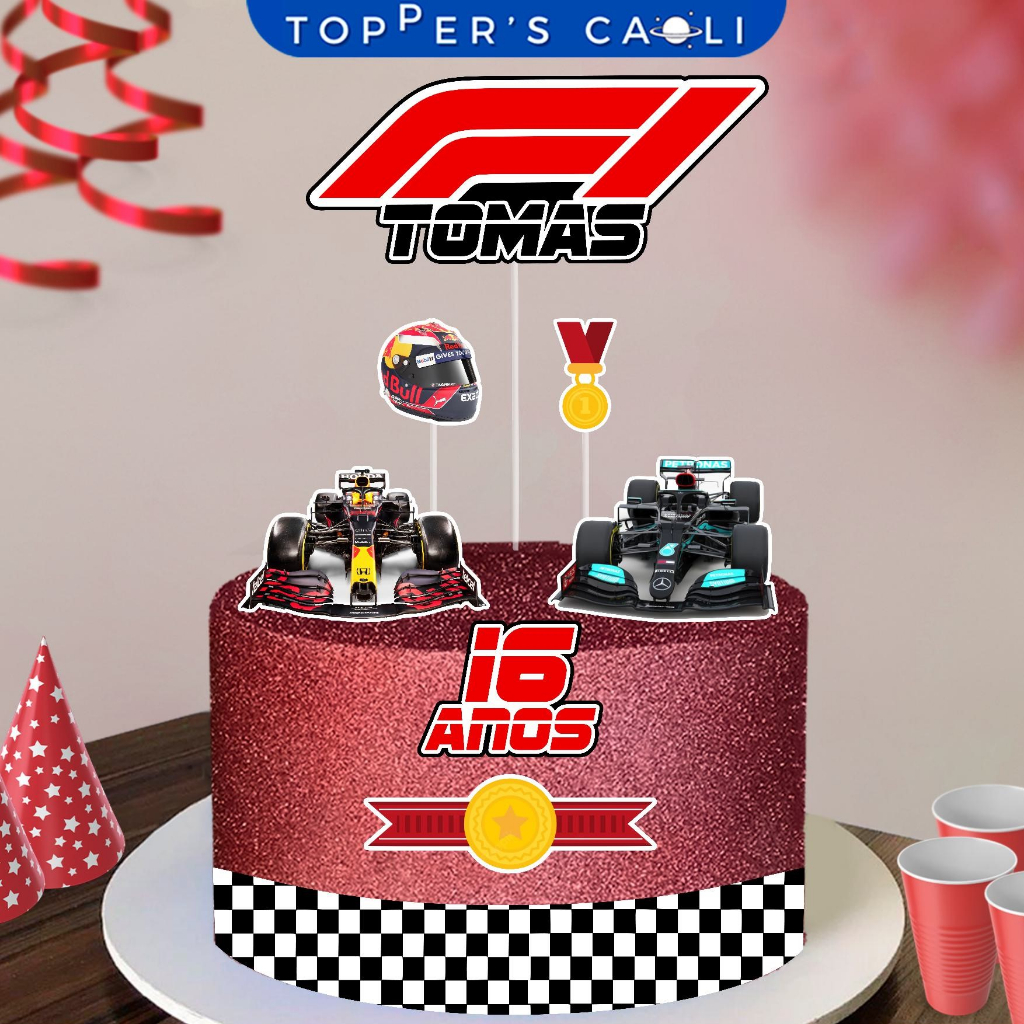 Topo de Bolo Formula 1 Corrida F1 (Topper Personalizado) | Shopee Brasil