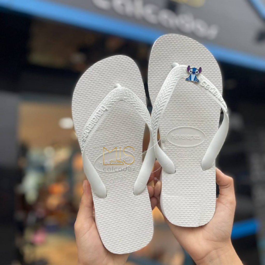 Chinelo Havaianas Top Branca com um Stitch ! Havaianas Original | Shopee Brasil