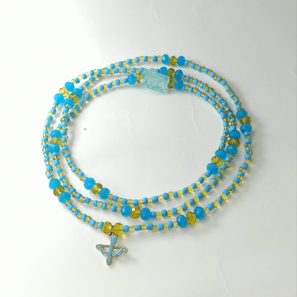 Guia de logun Ede com ofa - Guia dourada e azul Candomble orixa logun ...