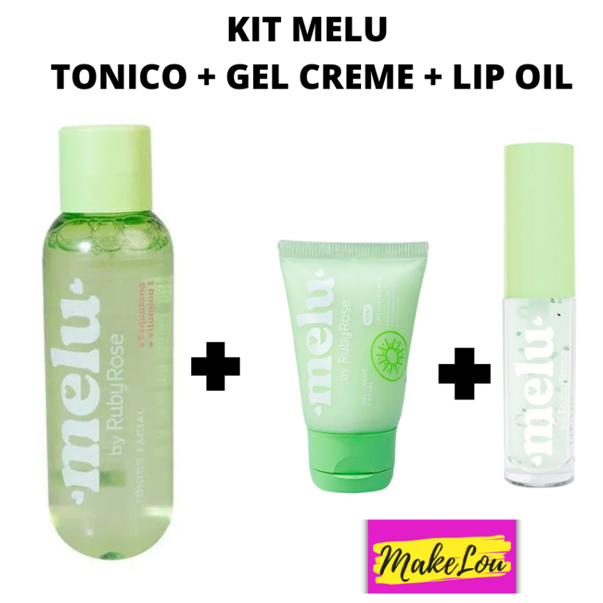 KIT Melu: Tônico Facial Melu By Ruby Rose + Gel Creme Kiwi + Lip Oil ...
