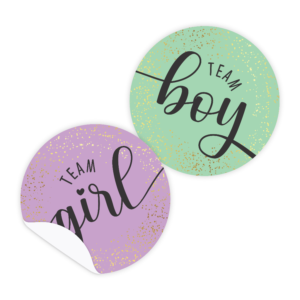 Lindos Adesivos Chá Revelação Redondo 4cm - Team Girl e Team Boy Fundo ...