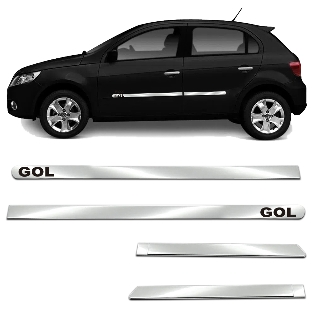Aplique Friso Lateral Kit Cromado Largo Gol G5 G6 G7 G8 2008 á 2023 Personalizado 4 Portas ...