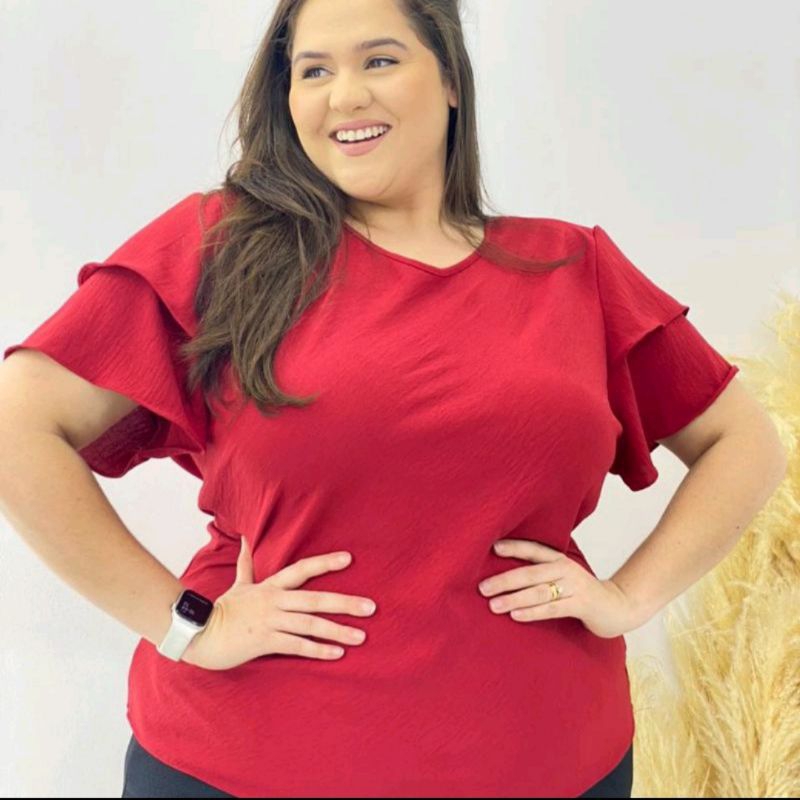blusa plus size duna manga curto | Shopee Brasil