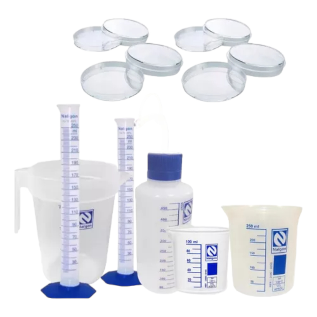 Kit laboratório plástico com bequer jarra plastica proveta nalgon ...