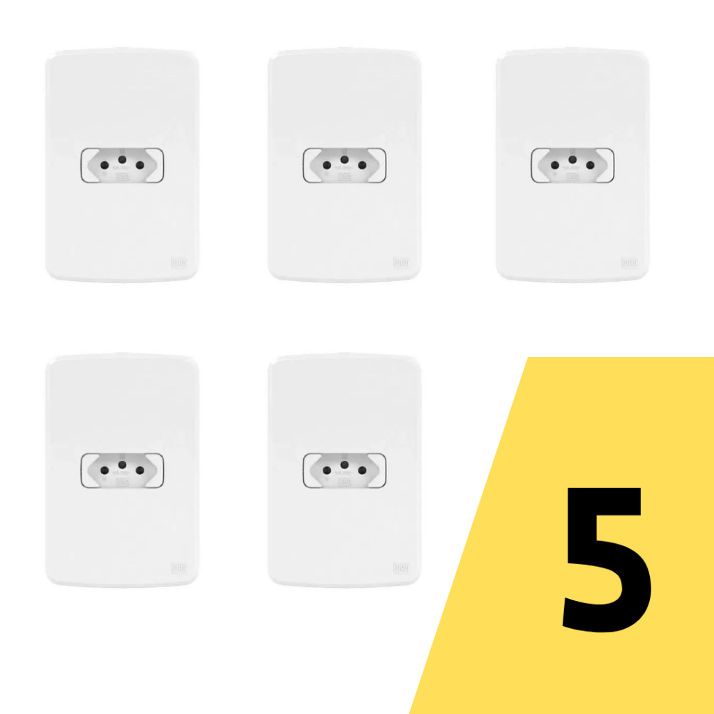 kit 5 Tomada Weg Composé 2p+t 10a 250v Branco c/Placa 4x2 | Shopee Brasil