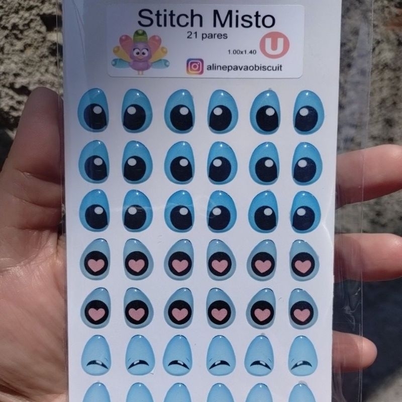 Olho resinado Stitch Misto 21 pares tamanho U | Shopee Brasil