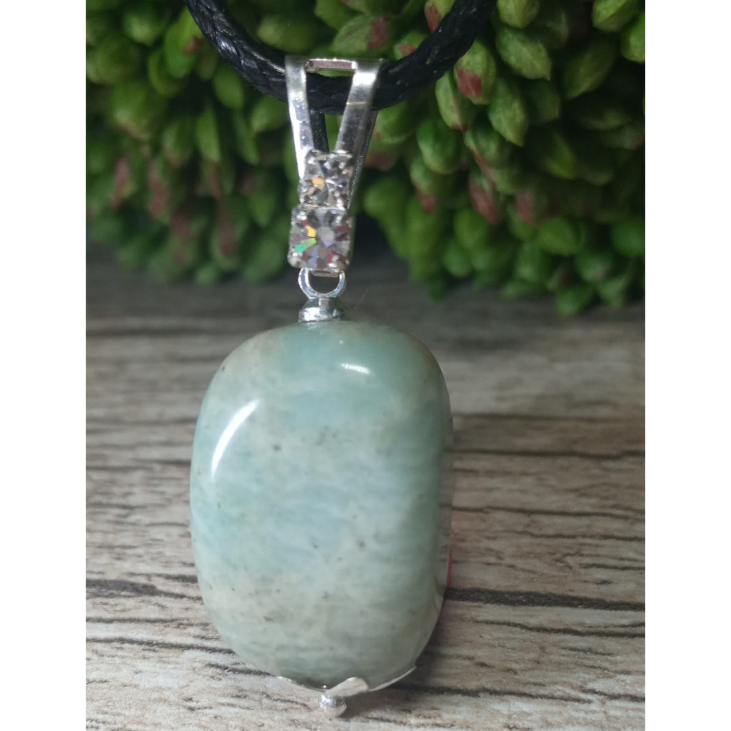 Pedra da Sorte e da Mente Amazonita Folhada a Prata | Shopee Brasil
