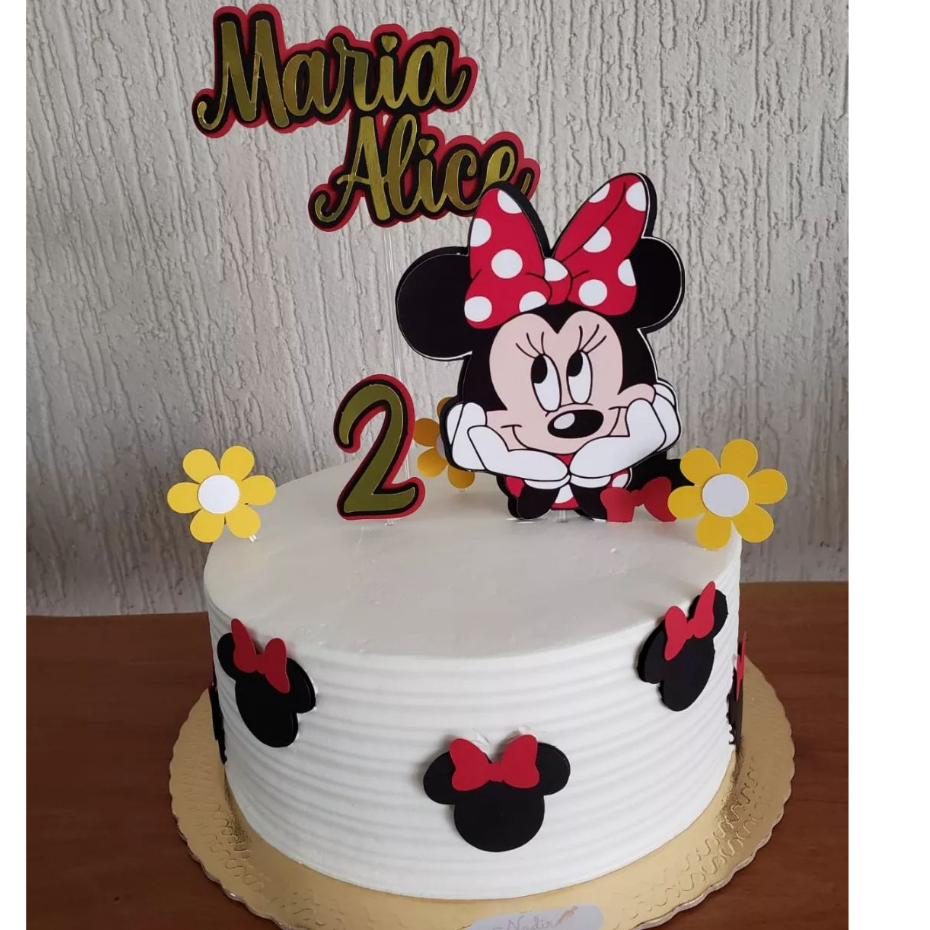 Topo Topper de Bolo Personalizados + Topper para Docinhos - Tema Minie ...