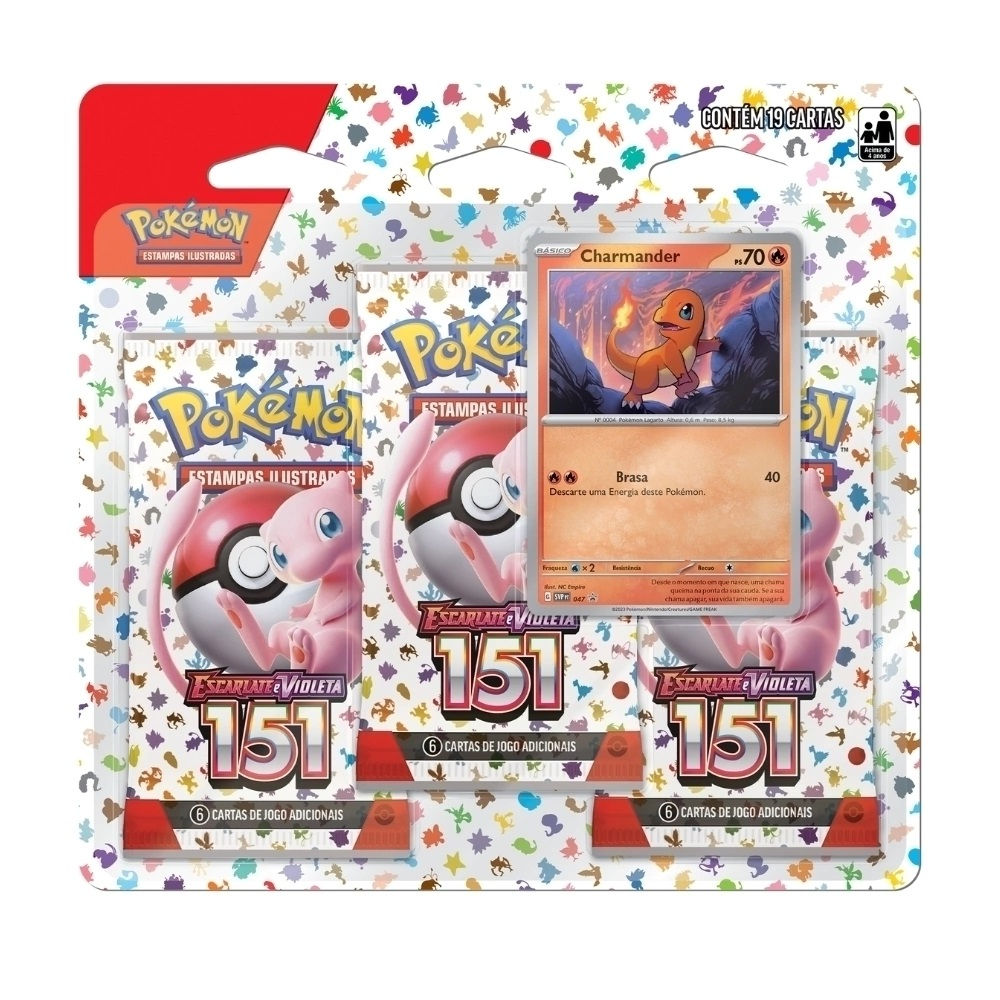 POKÉMON TCG - BLISTER TRIPLO COLEÇÃO 151 CHARMANDER - Escorrega o Preço