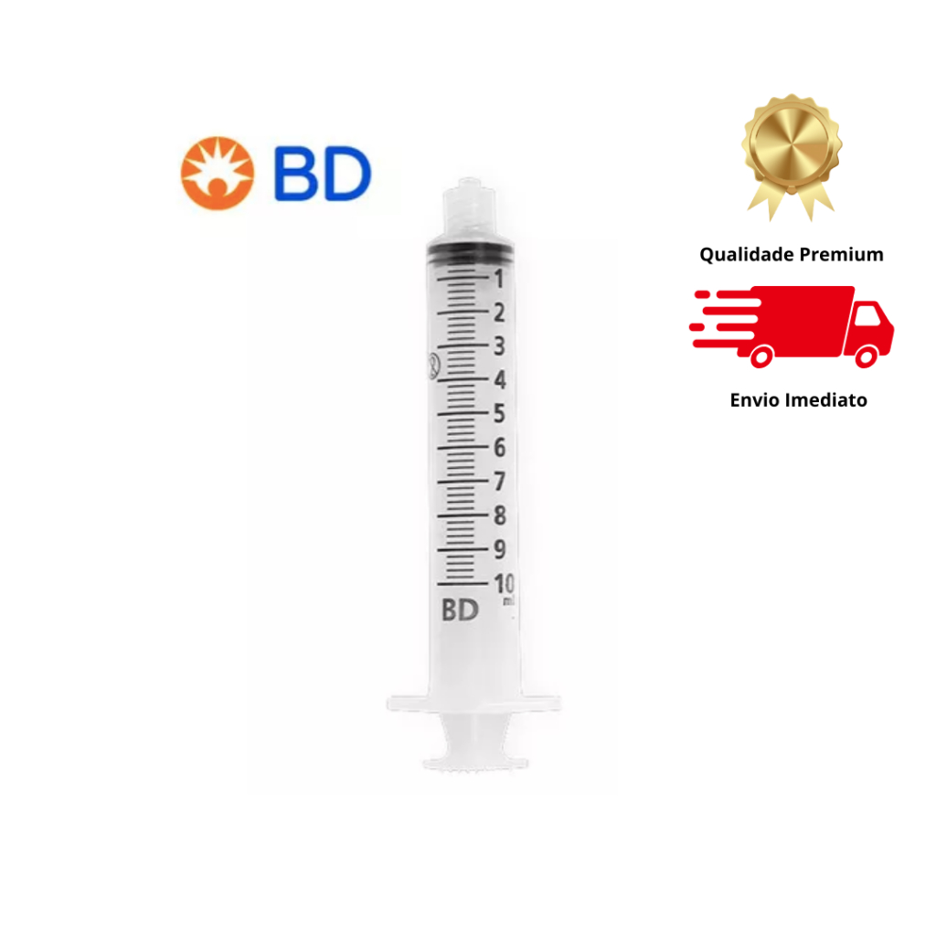 Seringa Bd Plastipak 10 ml Luer Lock pct100 unid. | Shopee Brasil