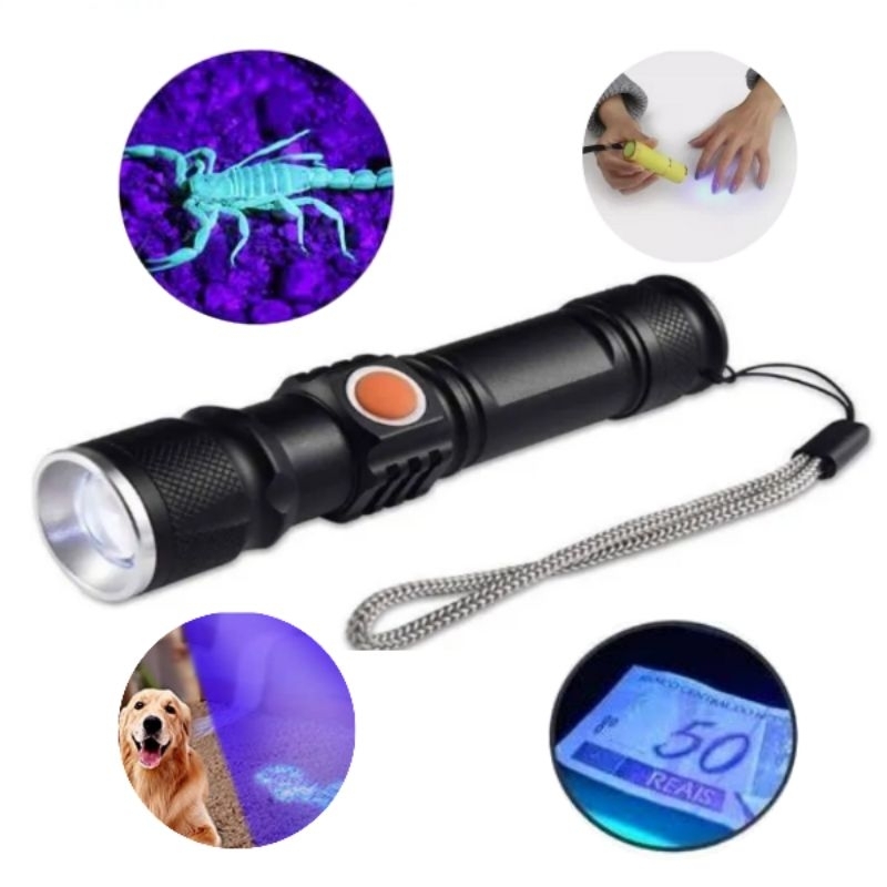 Lanterna led luz negra potente ultravioleta uv escorpião | Shopee Brasil