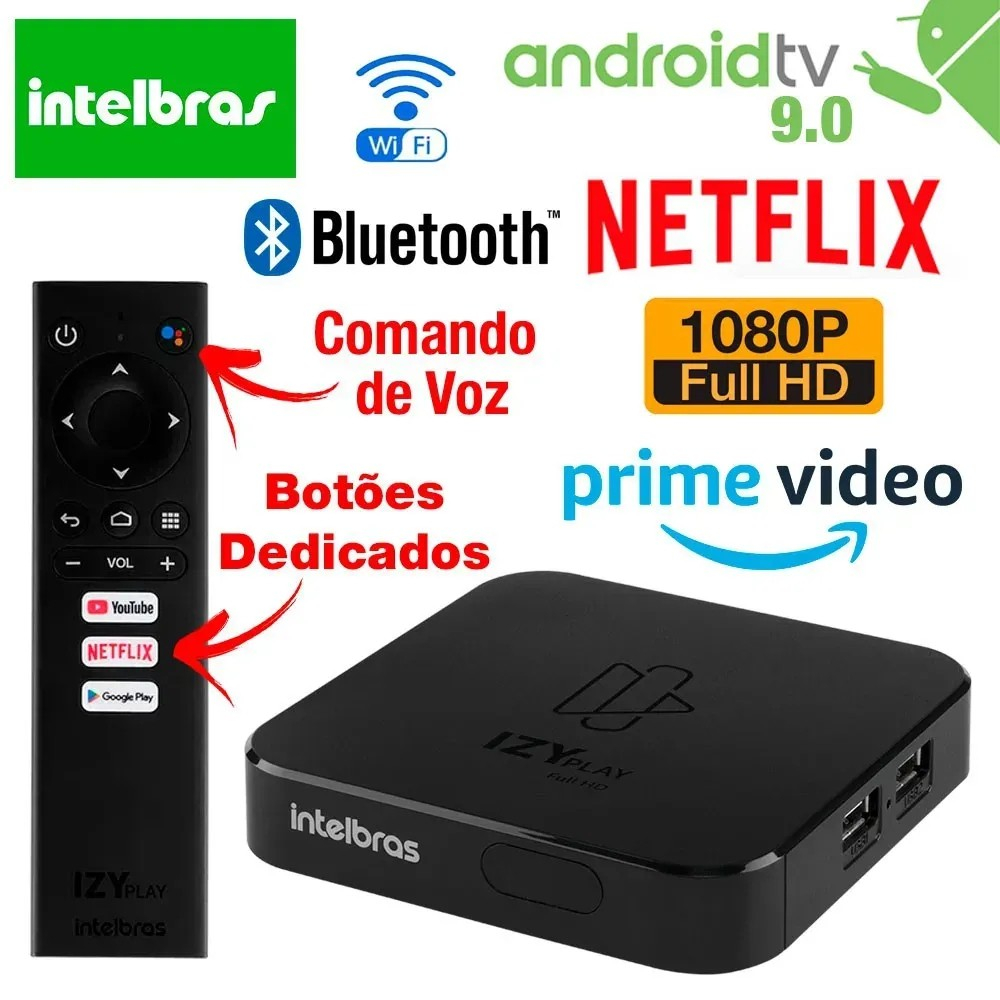 Smart Tv Box Intelbras Izy Play com Comando De Voz 2023 | Shopee Brasil