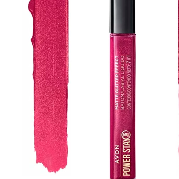 Avon Power Stay Batom 16horas Matte Effect Glitter Magenta Reluzente ...