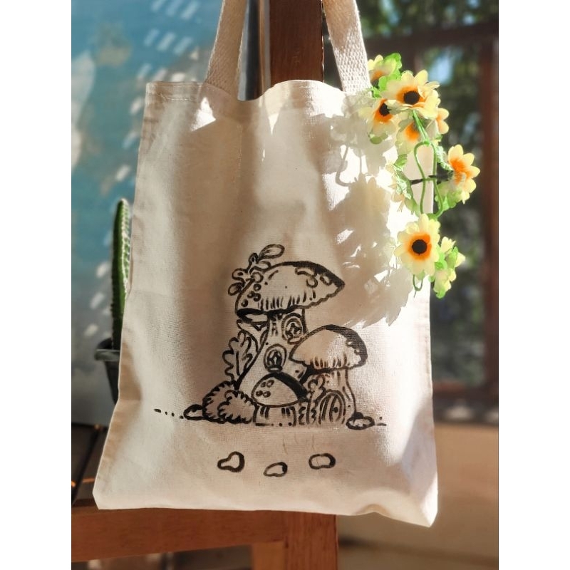 ecobag cogumelos 30x35 | Shopee Brasil