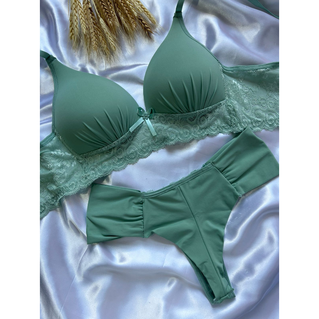 Conjunto bojo Confort de calcinha e soutien com detalhes em renda luxo ...