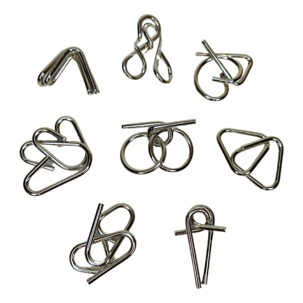 Quebra Cabeça De Metal Enigma 8 Modelos C/ Instruções Racha Cuca Puzzle ...