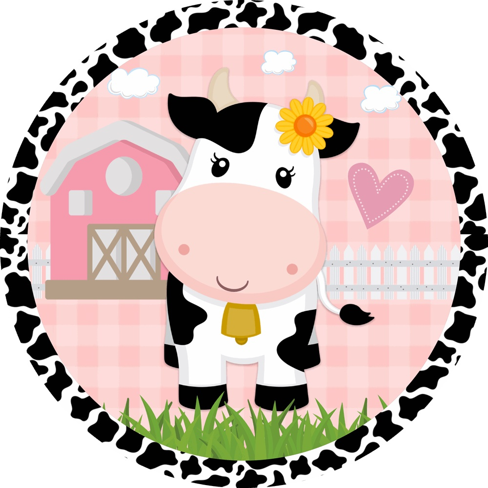 Painel em Lona Redondo - Vaquinha Rosa Ou Amo Meu Tete Vaquinha ...