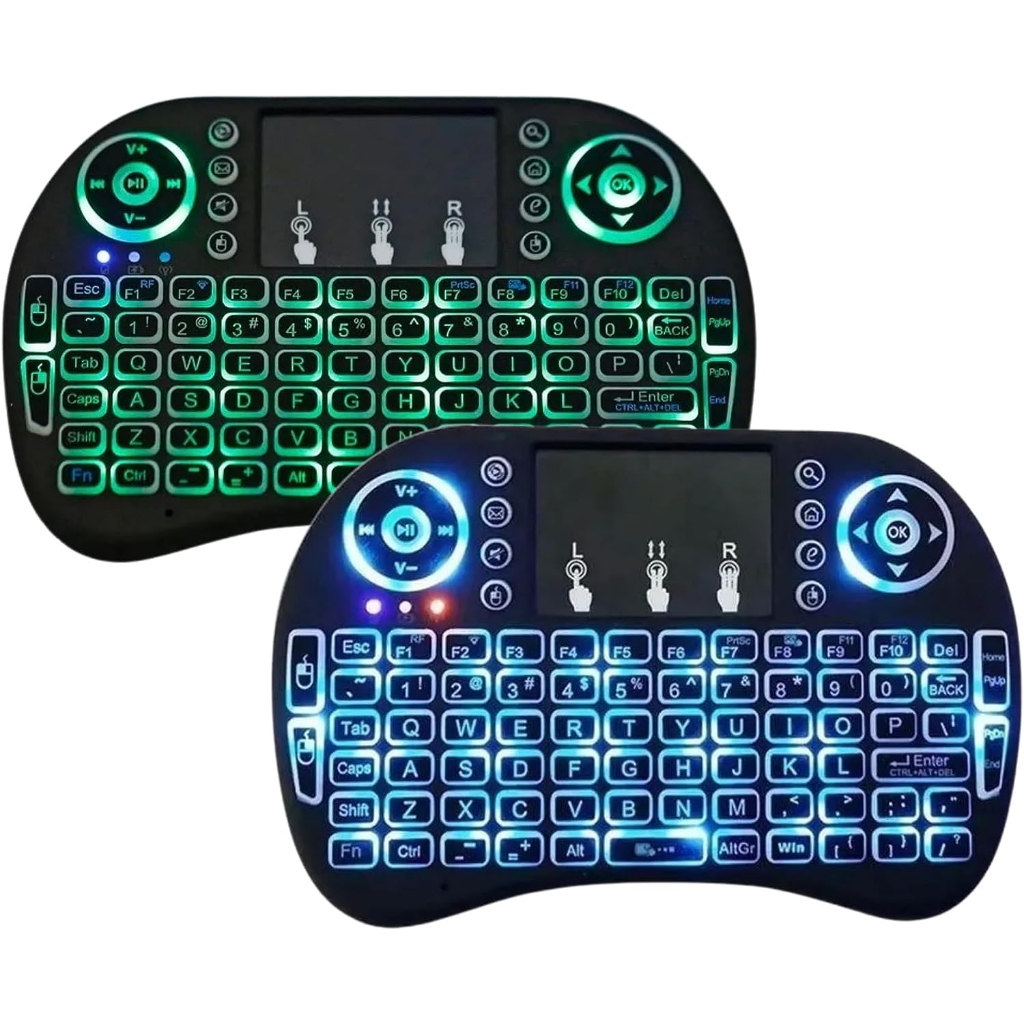 Controle Sem Fio Mini Teclado e Touchpad LED para PC, Notebook, Gamer e ...