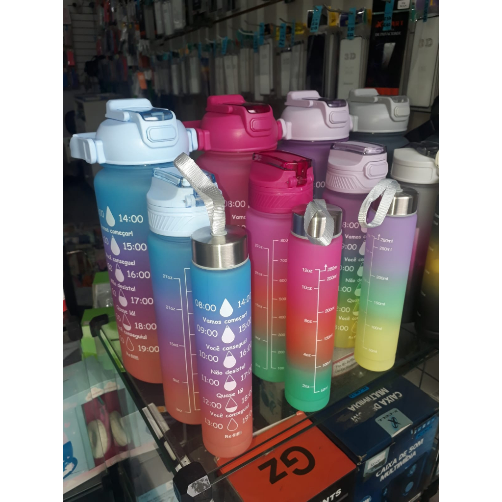 Kit 3 Garrafa Galão Água Frases Motivacionais Academia Fitness Saúde + Adesivos | Shopee Brasil