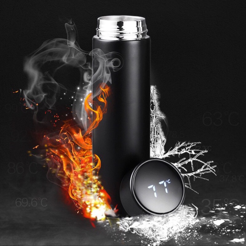 Garrafa Térmica Em Aço Inox Com Termômetro Digital 500ml Led Moda ...