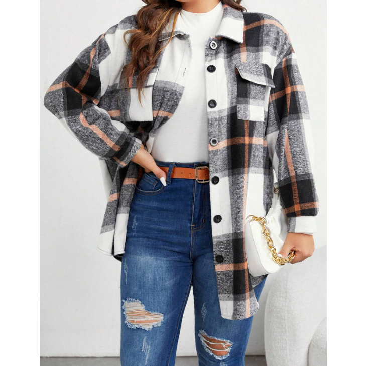 Blusa Camisa Feminina Flanelada Estampa Xadrez Quadriculada Manga Longa Moda Gringa Inverno ...