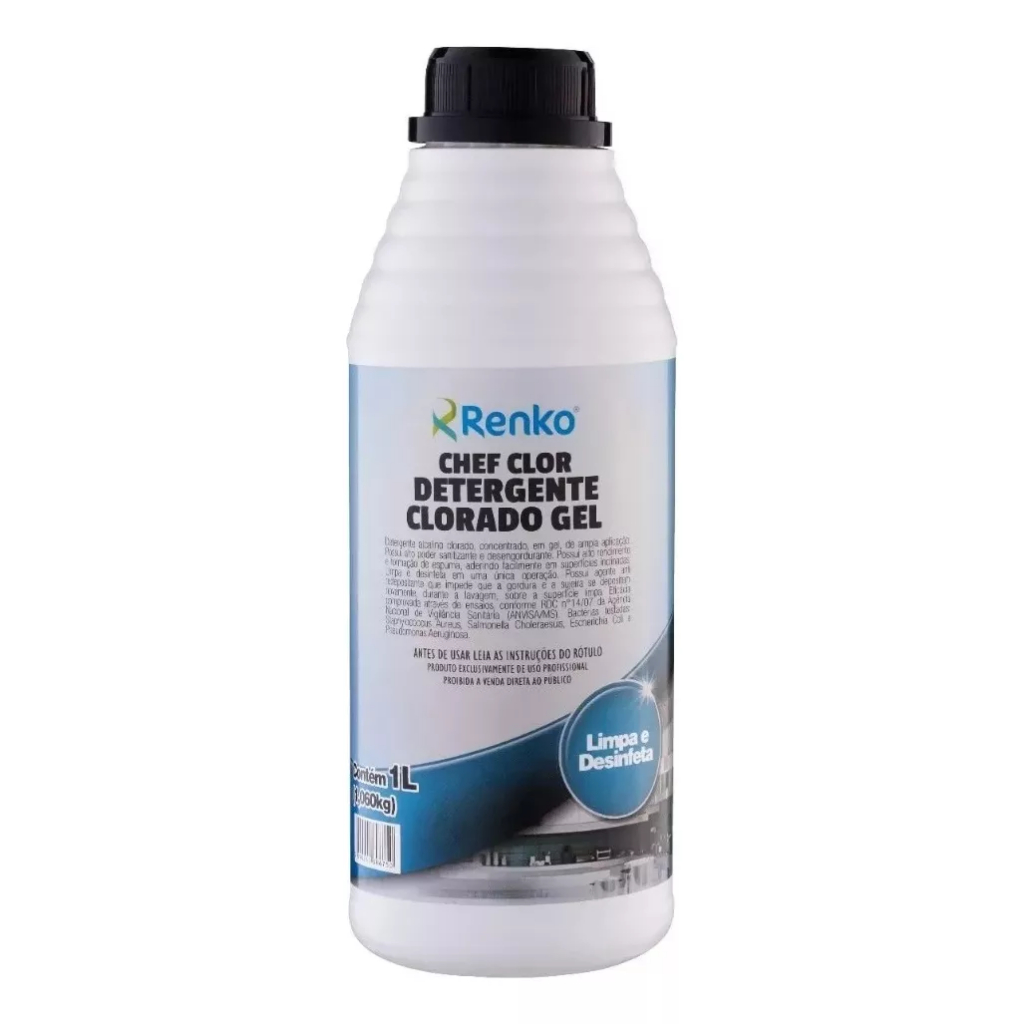 CHEF CLOR DETERGENTE CLORADO GEL 1L RENKO | Shopee Brasil