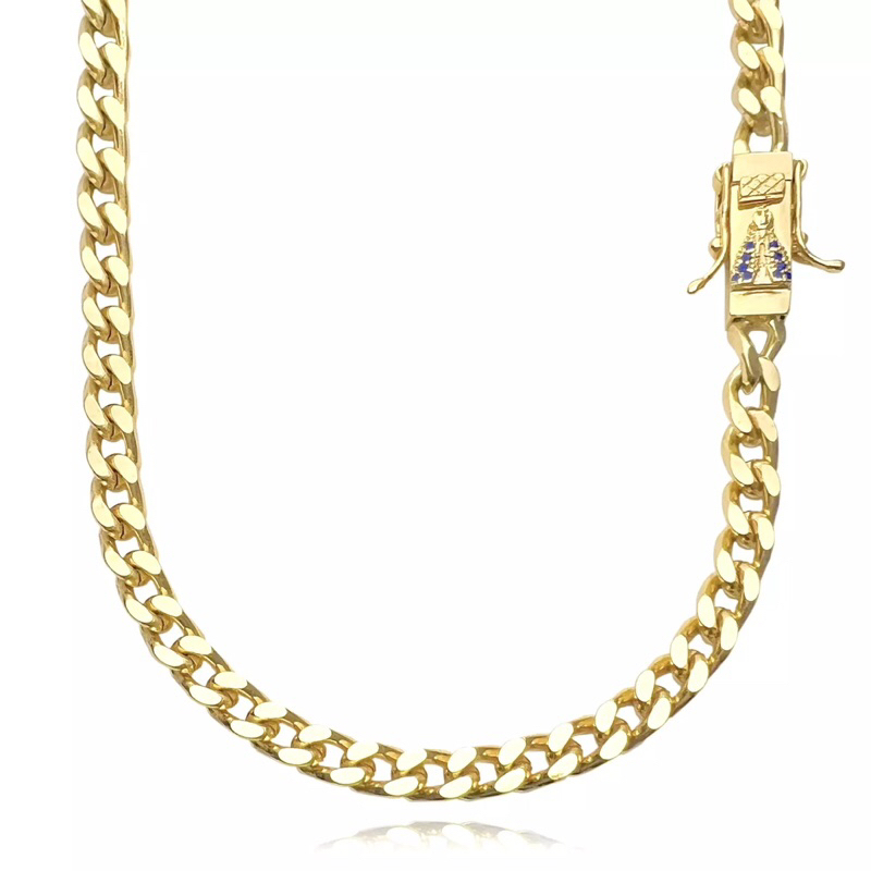 Corrente Grumet 6mm 60cm (Fecho Gaveta Duplo N.S.A) (53,8g) (Banho Ouro 18k) | Shopee Brasil