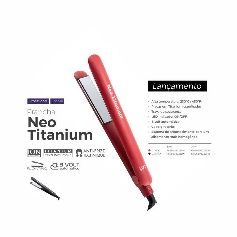 Prancha Chapinha De Cabelo Lizz Neo Titanium Bivolt | Shopee Brasil