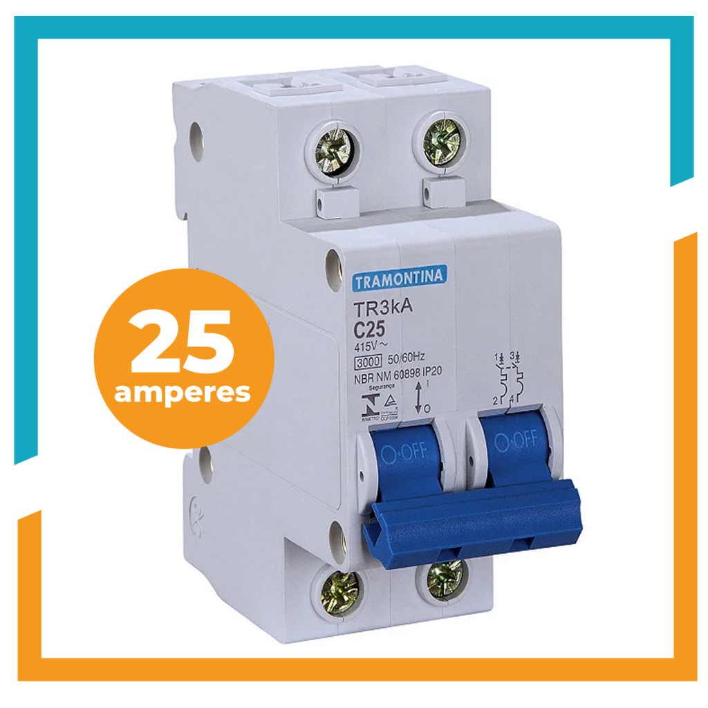 Disjuntor Din Bipolar de Curva C Tramontina 25 Amperes Disjuntor Tramontina Din Unipolar ...