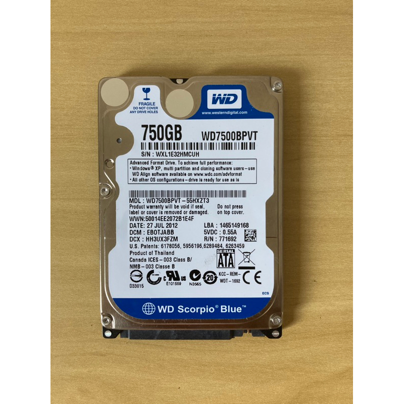 HD 750gb WD Scorpio Blue WD7500BPVT Western Digital | Shopee Brasil