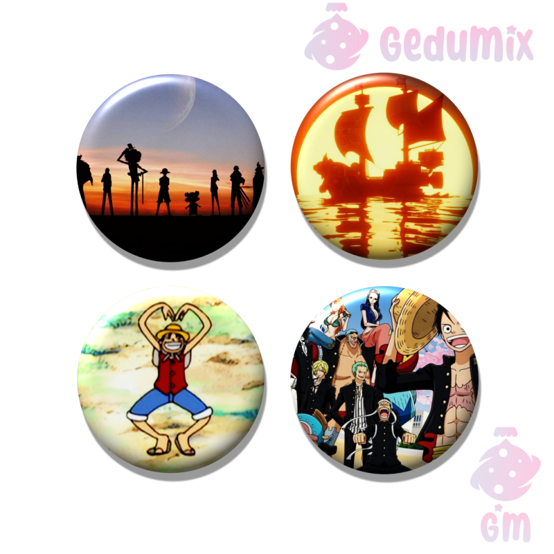 KIT 4 Bottons Broches Anime One Piece | Shopee Brasil