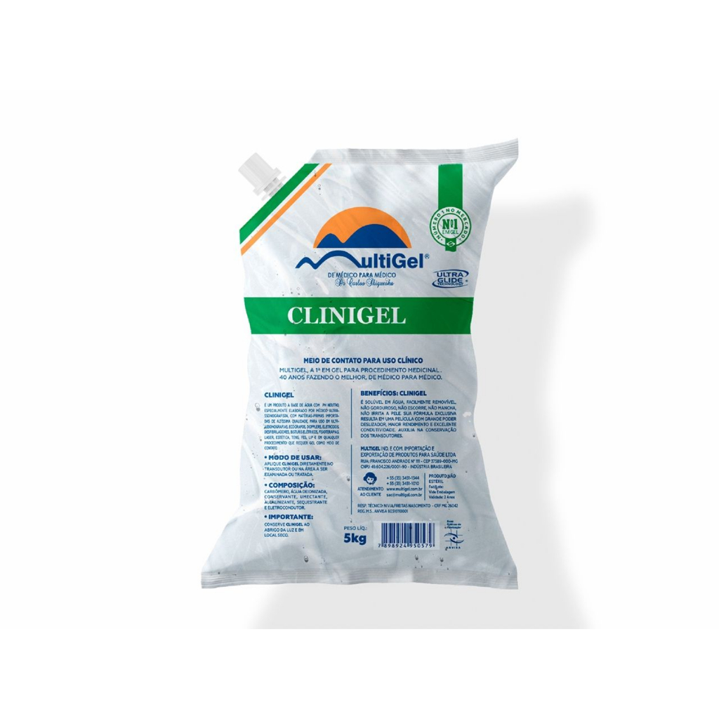 Gel Condutor Multigel Bag C/ 5kg Incolor Clinigel | Shopee Brasil