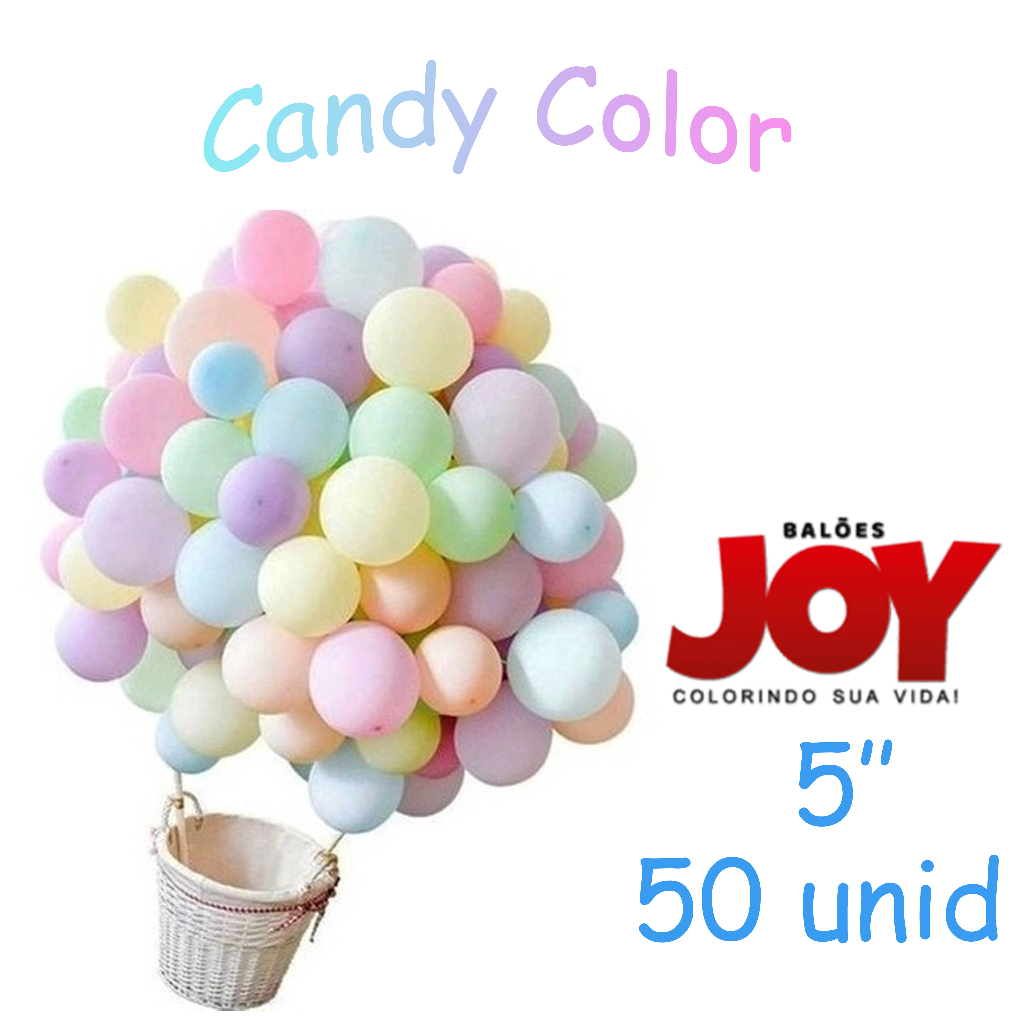 Balão Bexiga Candy Color 5 polegadas JOY - Pacote com 50. | Shopee Brasil